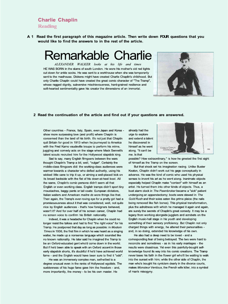 Charlie Chaplin READING | PDF