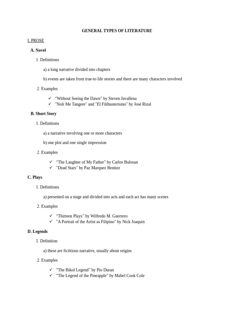 Overview of Literature Types and Examples | PDF | Poetry | Narrative