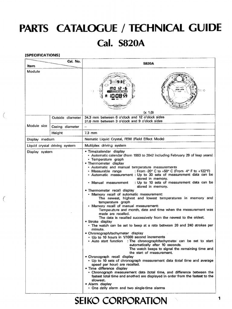 Seiko - Manual Técnico S820A - en | PDF