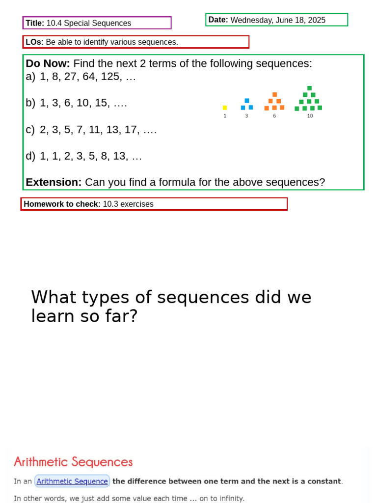 10-4 Special Sequences | PDF