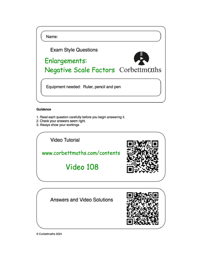 Negative Scale Factor Enlargements | PDF