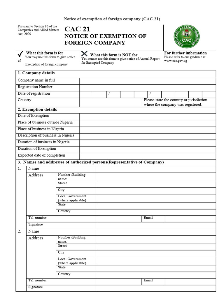 Foreign Company Exemption Notice Form | PDF | Perjury | Common Law