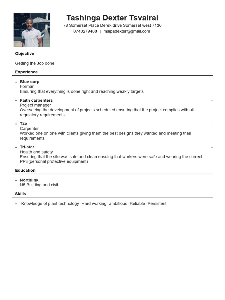 Tashinga Dexter Tsvairai - 0408251056128010 | PDF