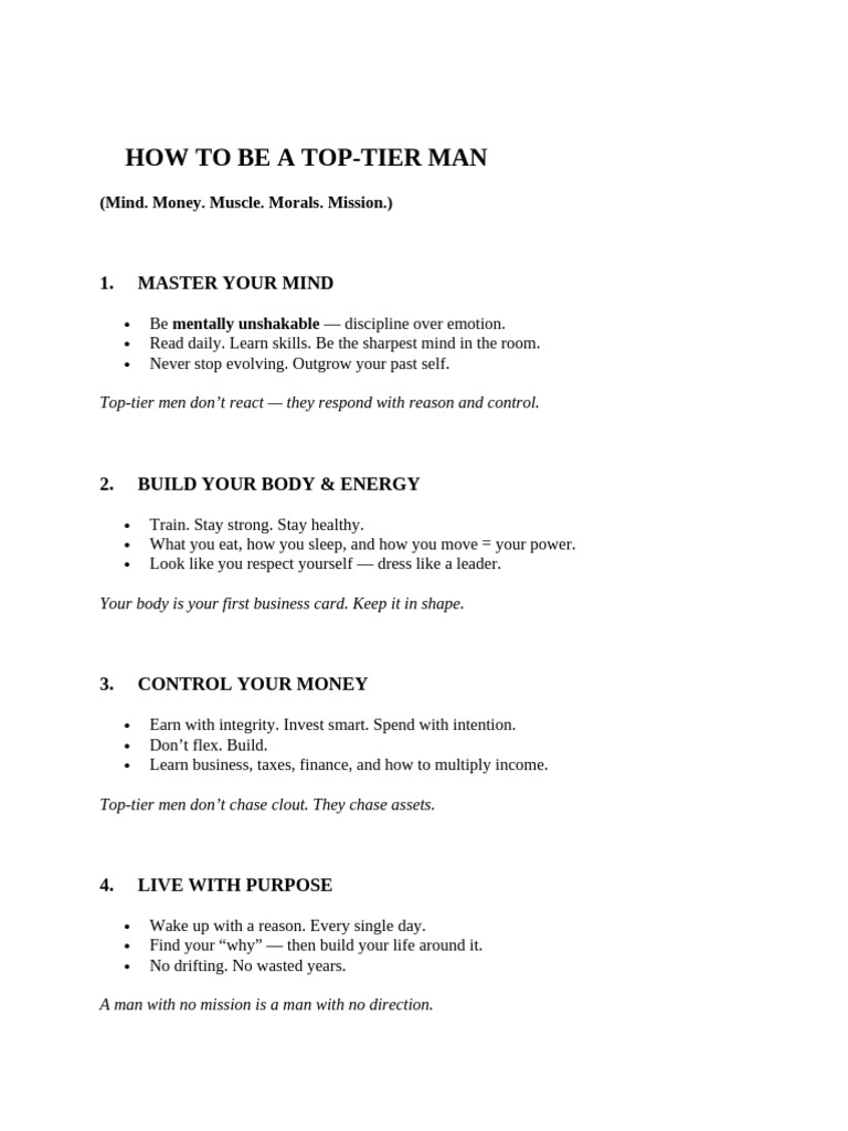 How to Become a Top-Tier Man | PDF