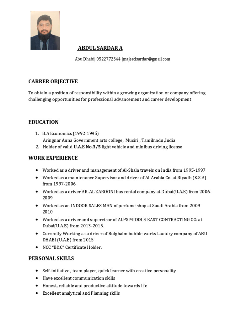 Sardar CV and Docs | PDF