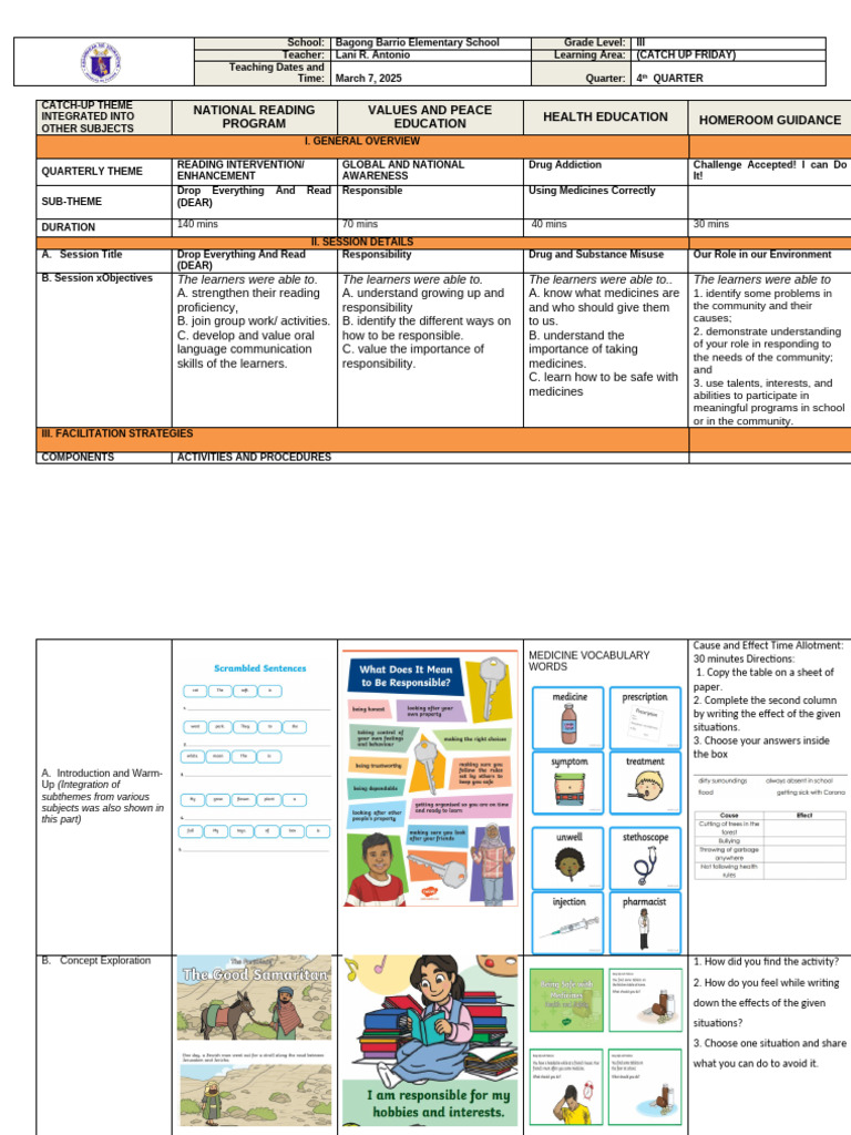 g3 Catch Up Plan-Quarter 4 Week 4 | PDF | Learning | Cognitive Science