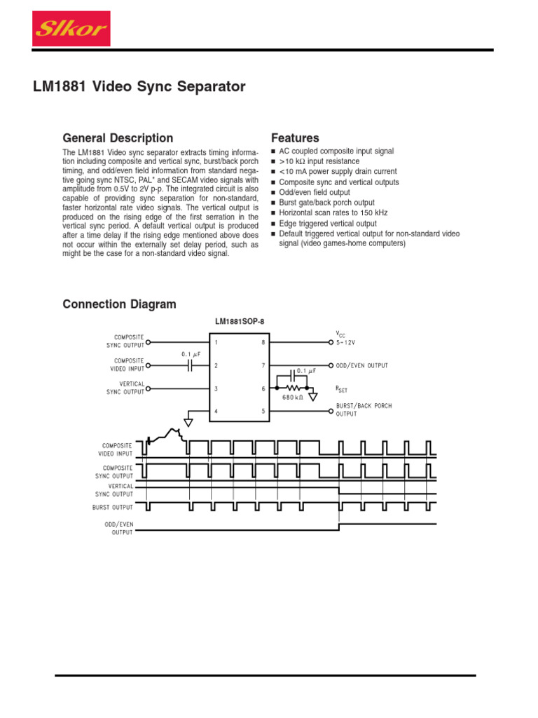 C5122511 视频接口芯片 LM1881 规格书 WJ118047 | PDF | Video | Broadcasting
