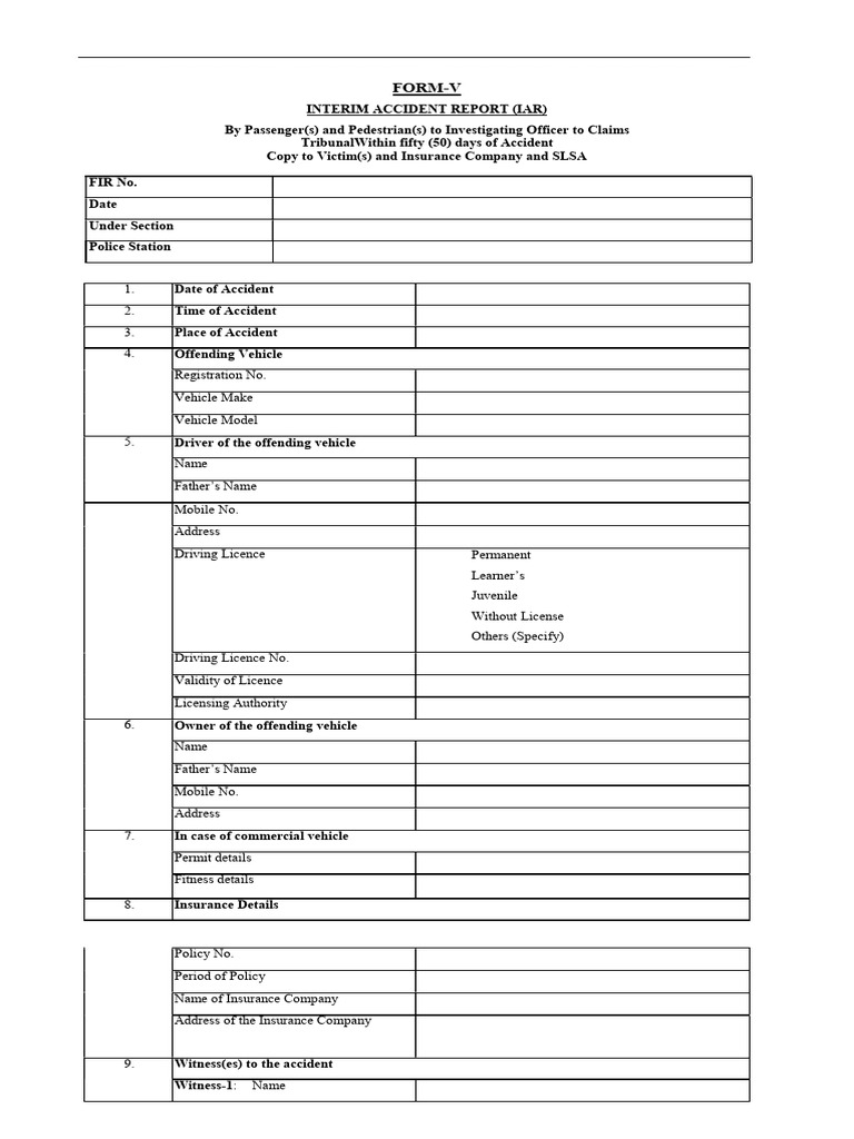 Interim Accident Report Form-V | PDF | Driver's License | License