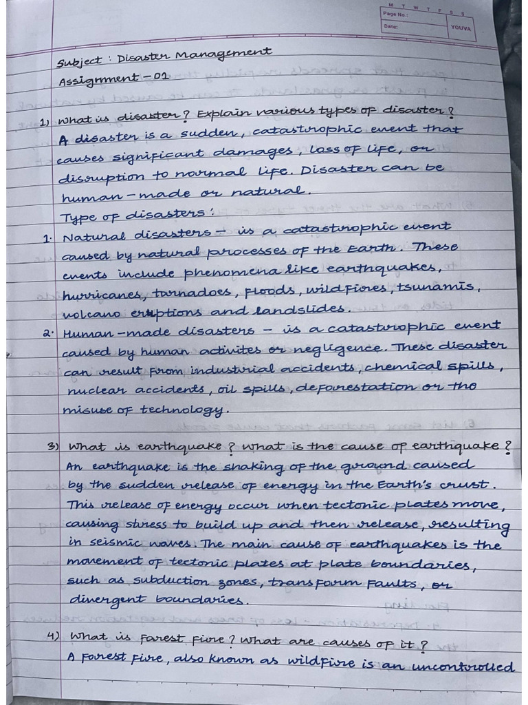 Disaster Management Assignment-1 | PDF
