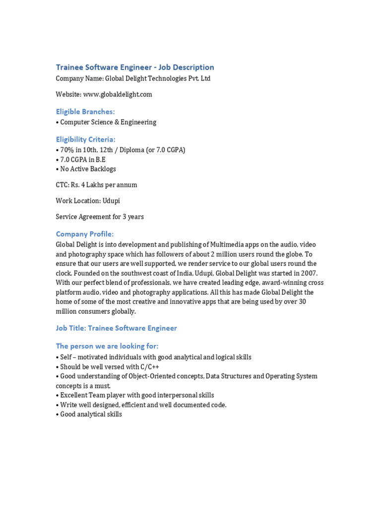 Trainee Software Engineer | PDF