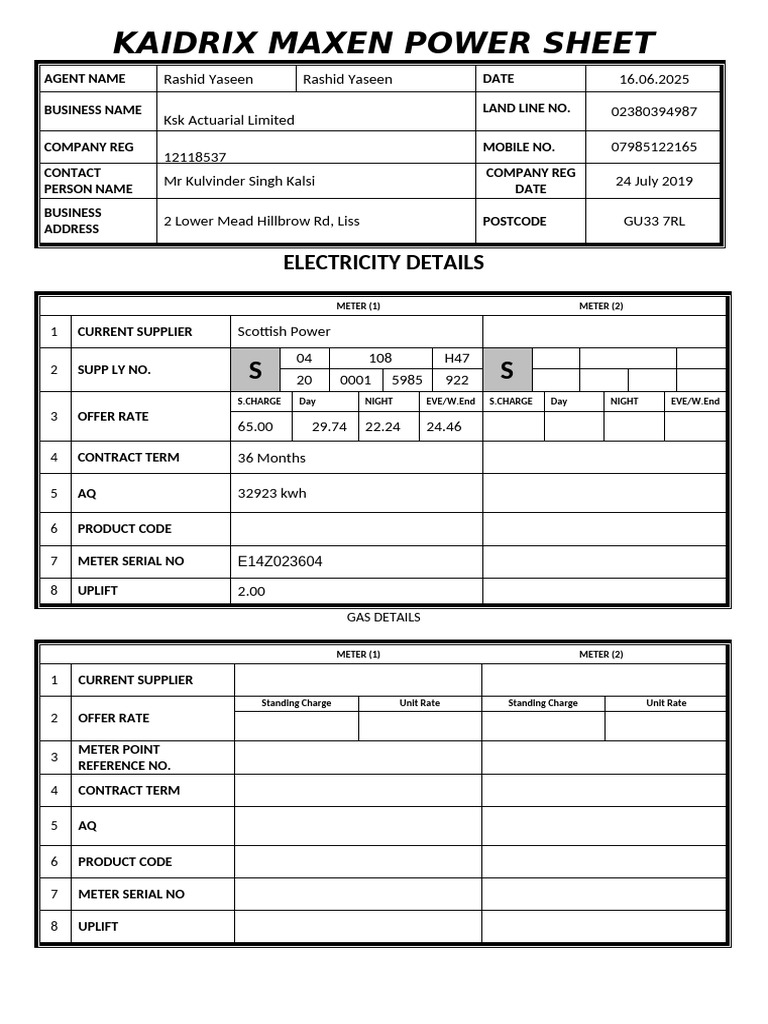 KSK Actuarial Limited BGB Electric 16.06.2025 | PDF | Payments
