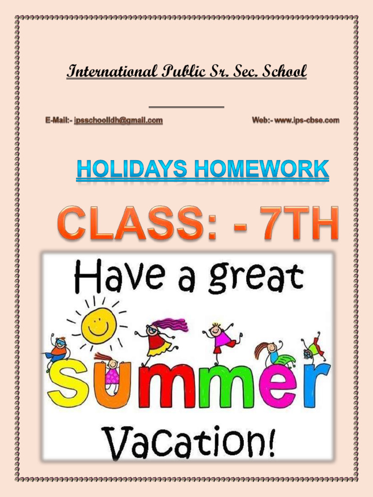 7th Holidays Homework 2025 | PDF | Homework | Scrapbooking