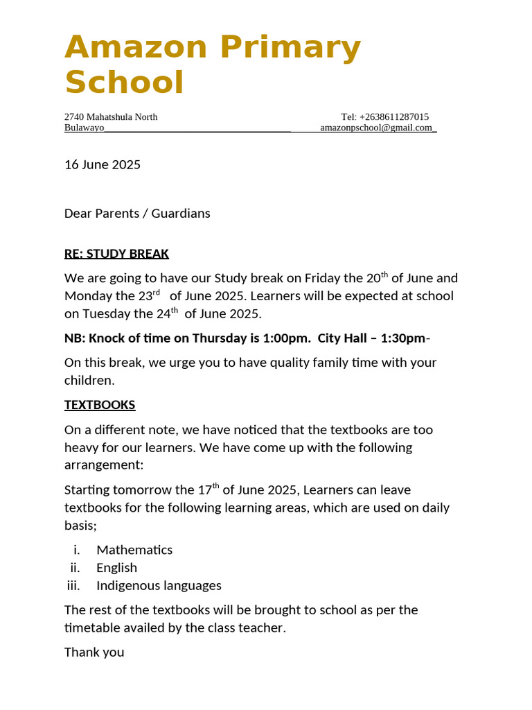 Mid Term Break Term 2 2025 | PDF