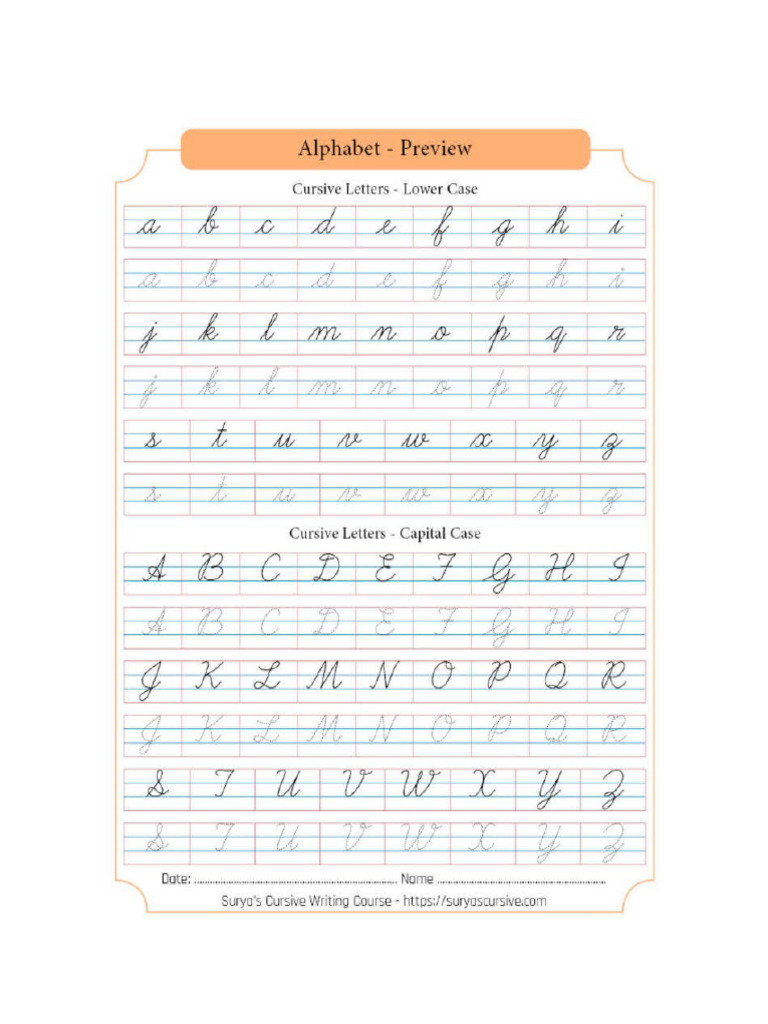 Cursive Writing Guide Sheet | PDF