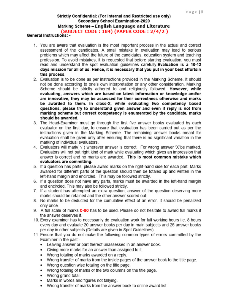 English Language and Literature (184) Set 2 4 2 Class X Marking Scheme ...