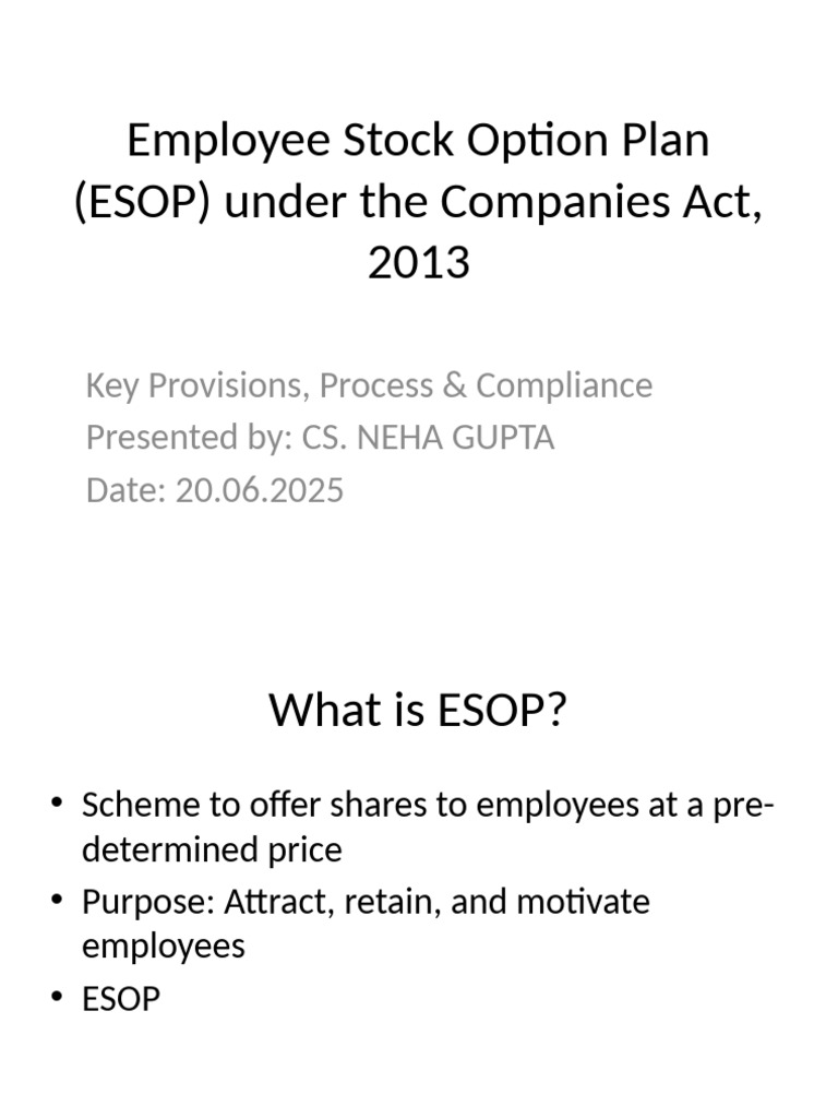 ESOP Under Companies Act Presentation | PDF