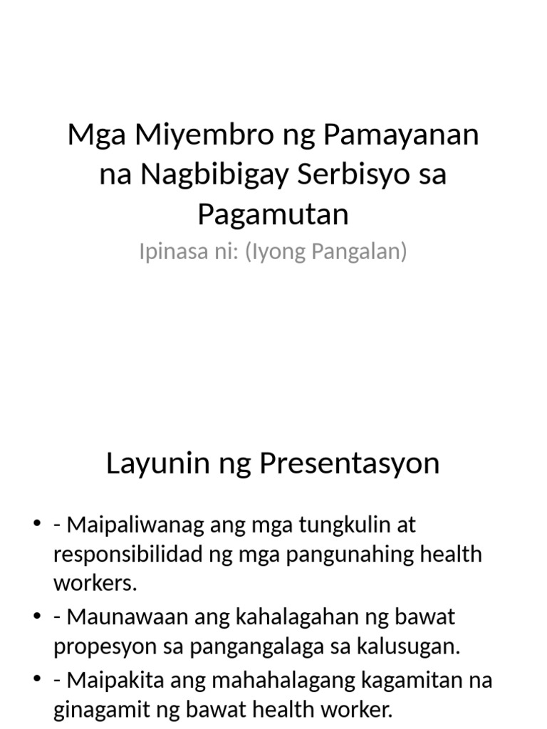 Mga Miyembro NG Pamayanan Na Nagbibigay Serbiyo | PDF