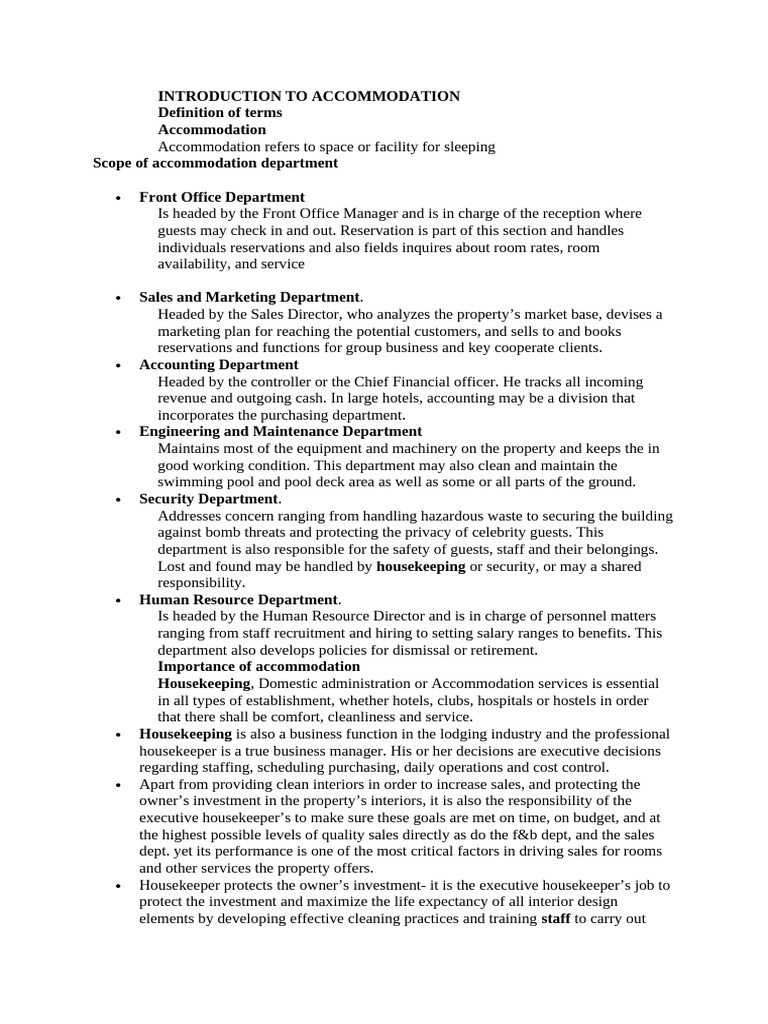 accommodation mod 2 | PDF | Textiles | Laundry