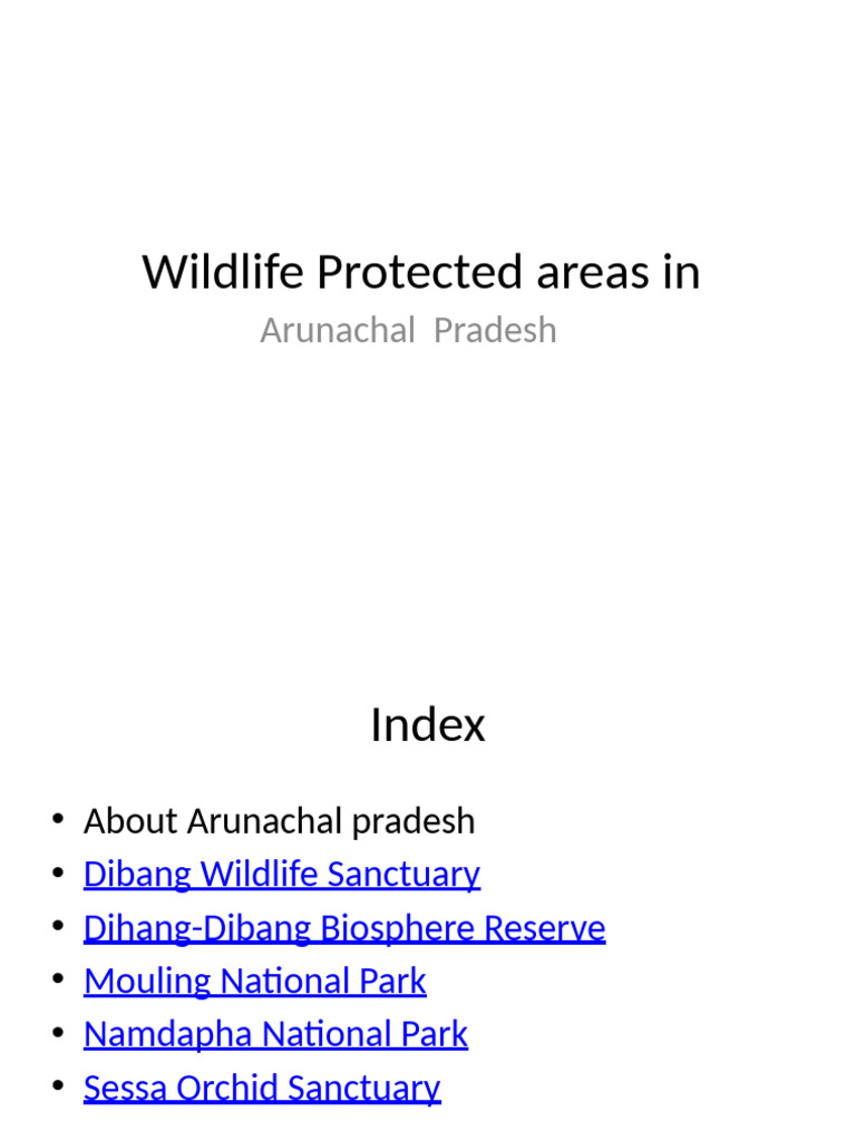 Wildlife Protected Areas in Arunachal Pradesh | PDF | Natural Environment | Earth Sciences