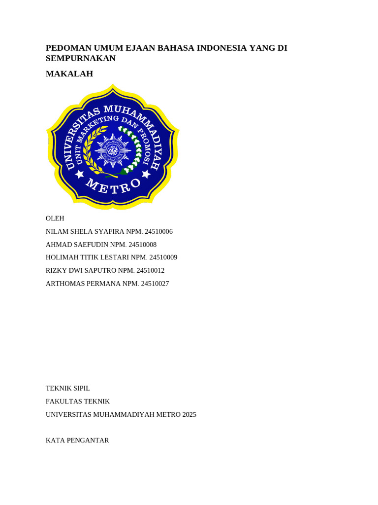 Makalah Pedoman EYD Kel 5.docx New | PDF