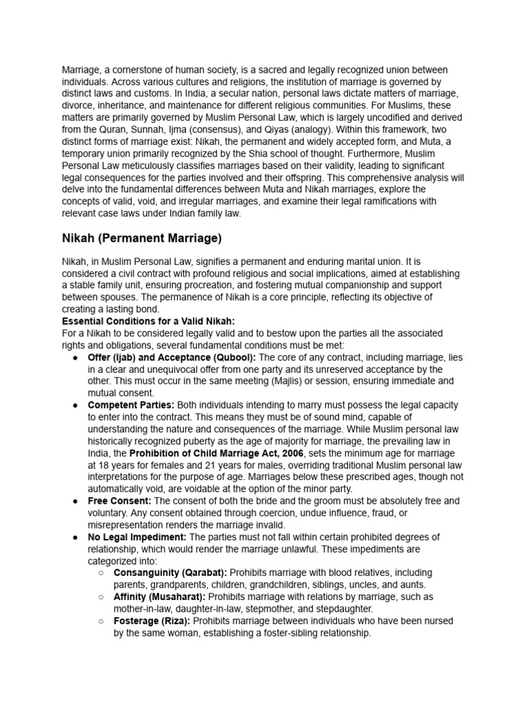 Difference Between Muta and Nikah Marriage With CA... | PDF | Marriage ...