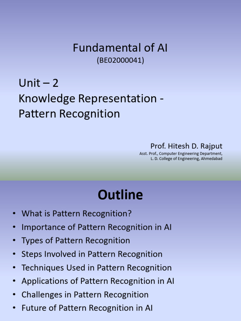 BE02000041 Funda of AI Unit 2 Pattern | PDF | Pattern Recognition | Artificial Intelligence