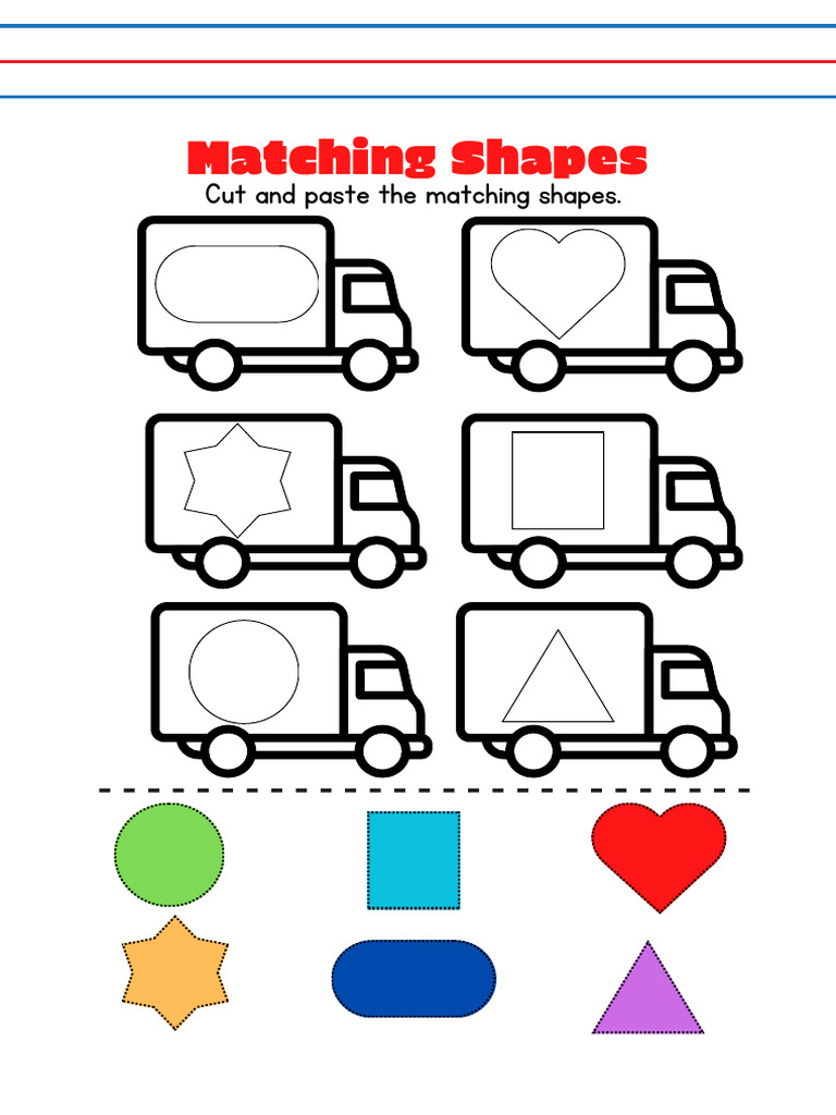 Colorful Fun Matching Shapes Worksheet | PDF