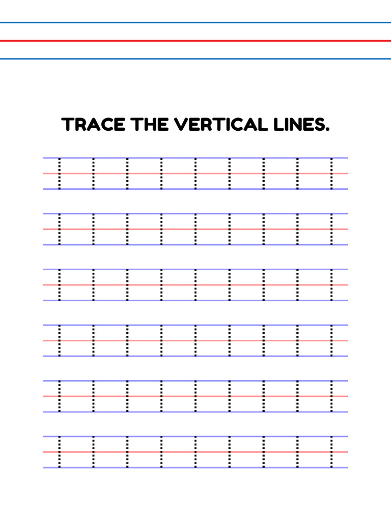 Brown Simple Trace The Vertical Lines Worksheet | PDF