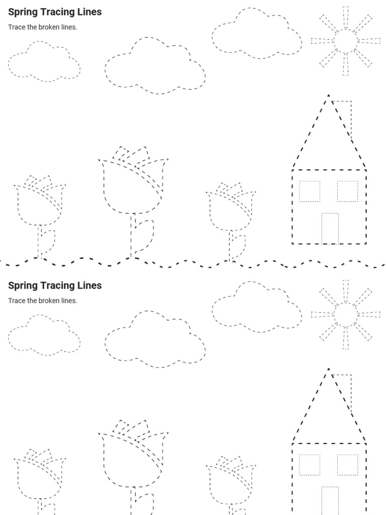 Lilac Simple Slanting Line Tracing Worksheet | PDF