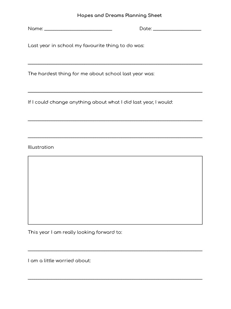 My Hopes and Dreams Planning Sheet | PDF