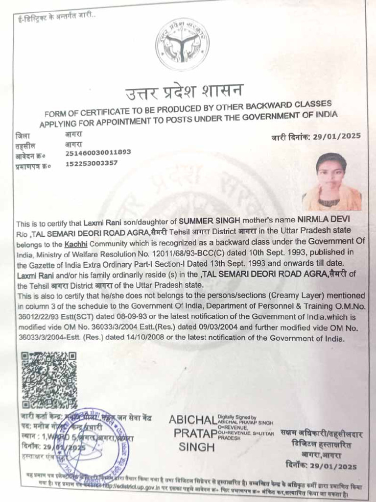 Caste Certificate | PDF