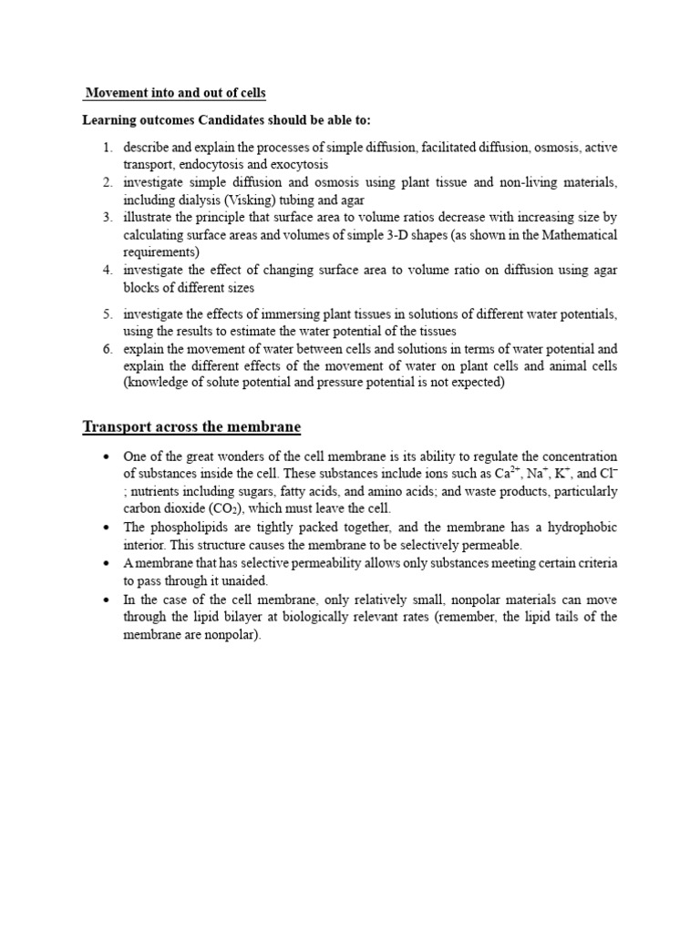Transport Across Membrane | PDF | Cell Membrane | Osmosis