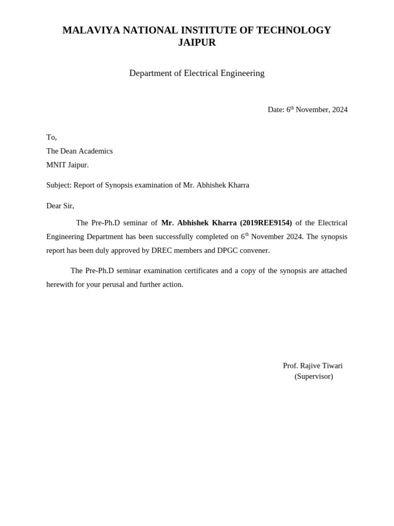 Cover Page - Pre-Synopsis Report - Supervisor Format1 | PDF