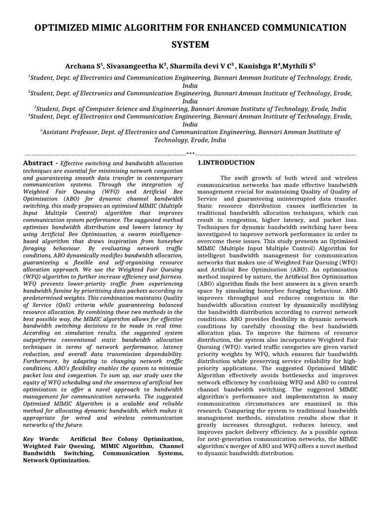 Paper - of - Optimized Mimic Algorithm For Enhanced Communication ...