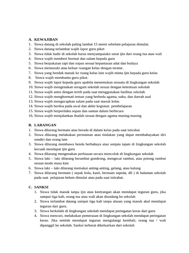Tata Tertib Siswa | PDF