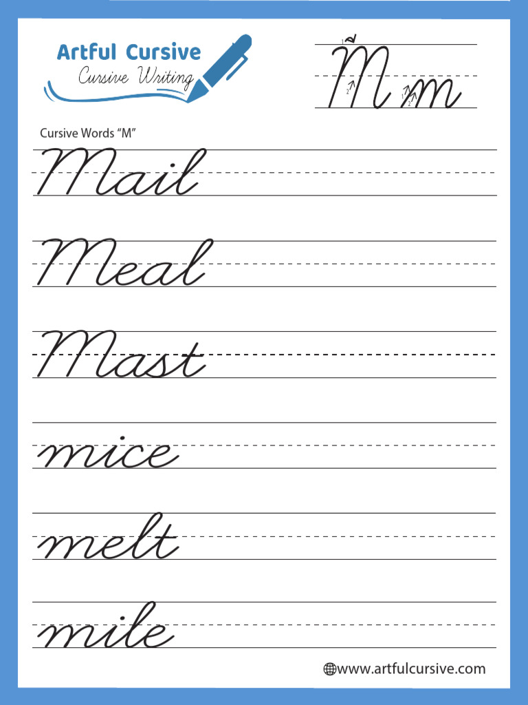 Cursive Words M | PDF