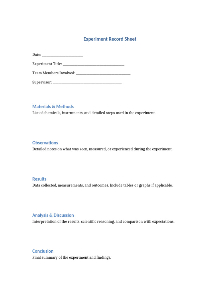 Experiment Page Template | PDF