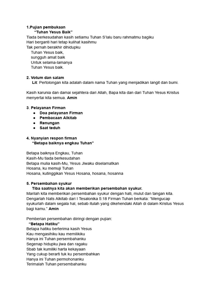 Tata Ibadah PPGTM Sion Kassa | PDF