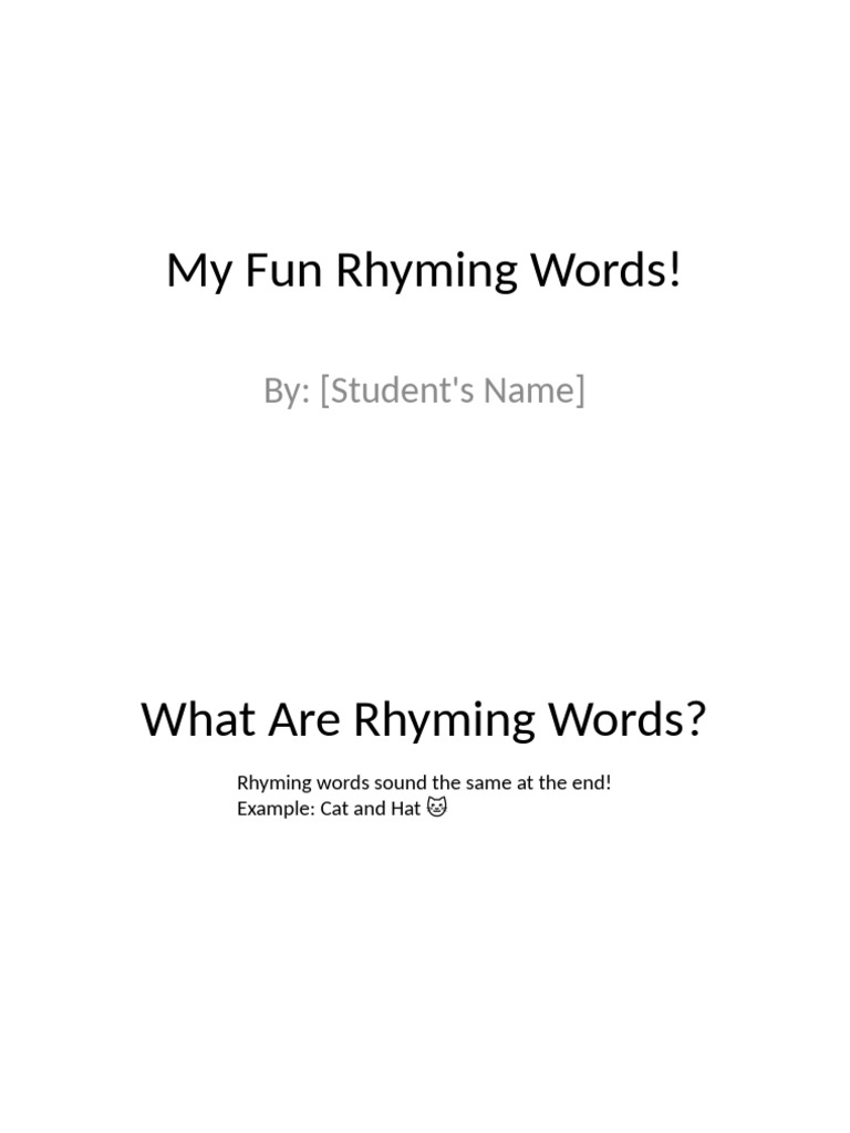Rhyming Words Presentation | PDF
