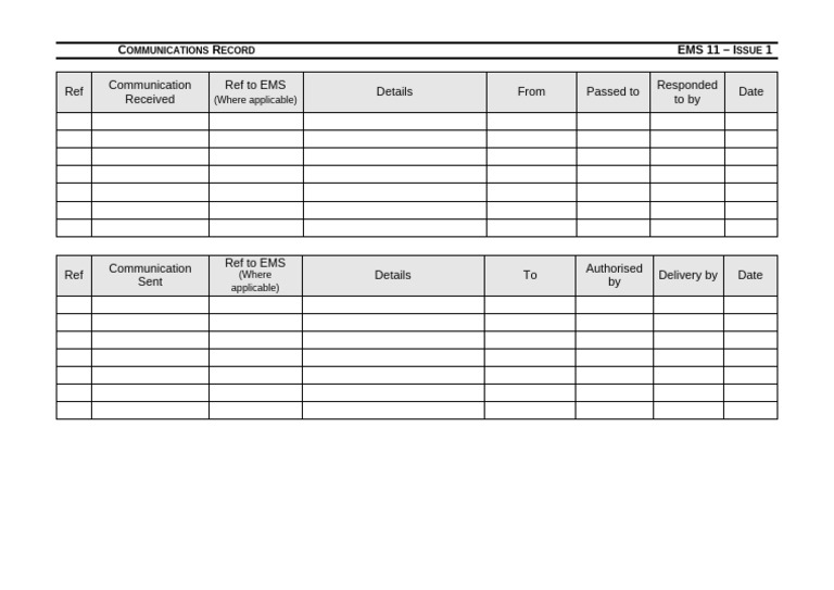 EMS 11 - External Communications Record | PDF