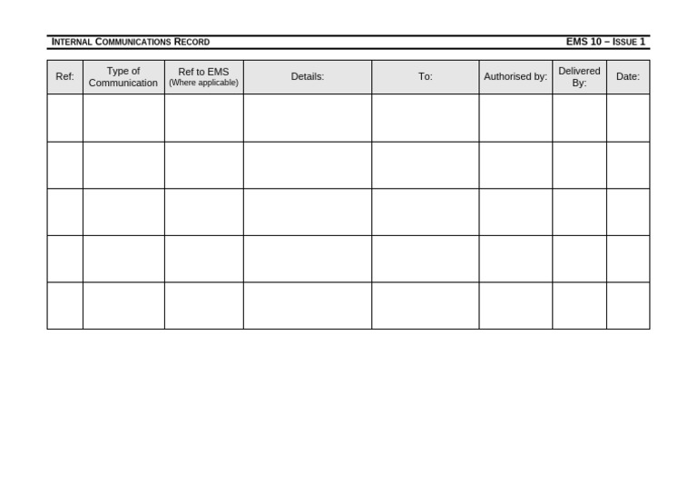 EMS 10 - Internal Communications Record | PDF
