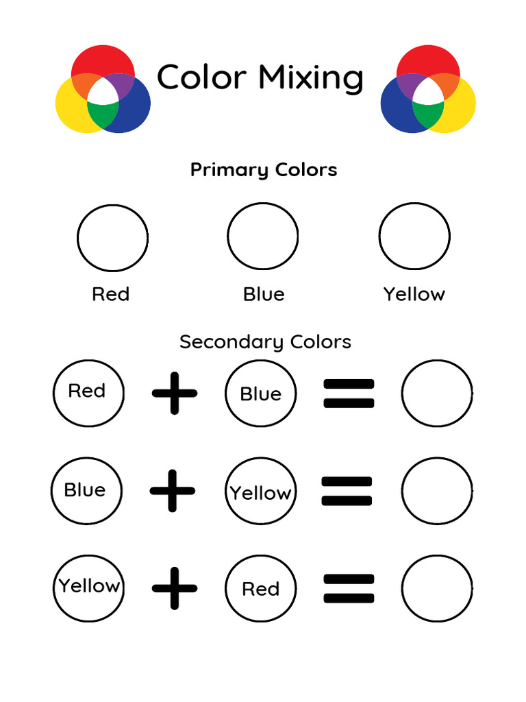 Art Color Mixing Primary and Secondary Color Worksheet | PDF