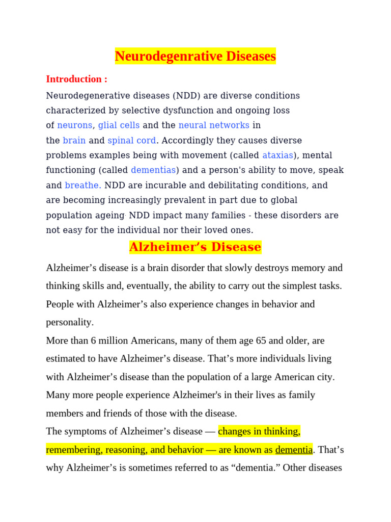 Understanding Neurodegenerative Diseases | PDF | Alzheimer's Disease ...