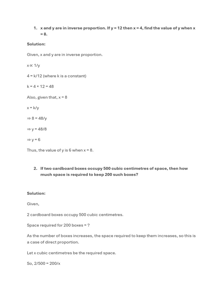 Direct Inverse Proportion | PDF