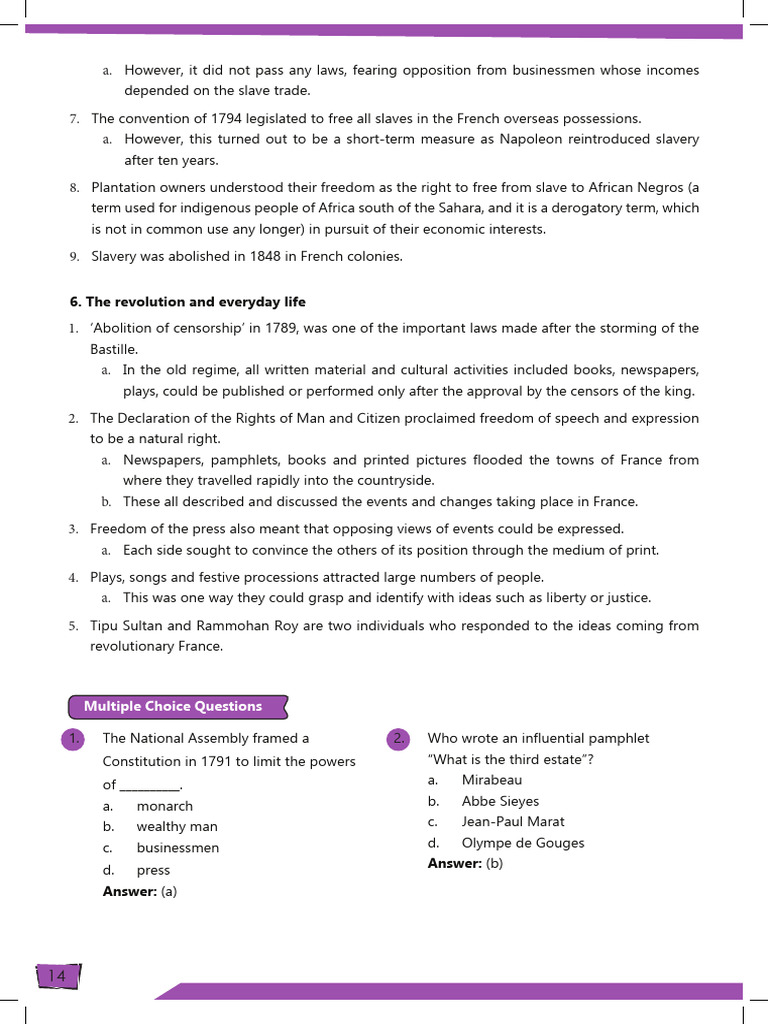 Ch1 History The French Revolution MCQ+Subj | PDF | French Revolution ...