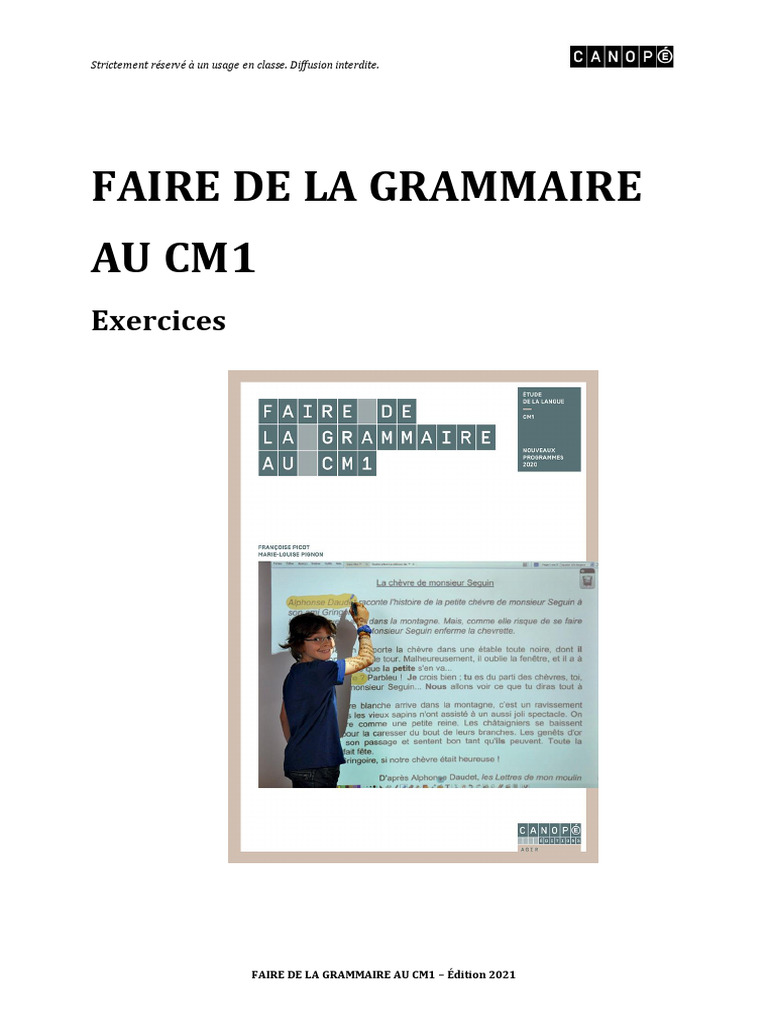 Exercices de Grammaire CM1 avec Corrigés | PDF | Genre grammatical ...