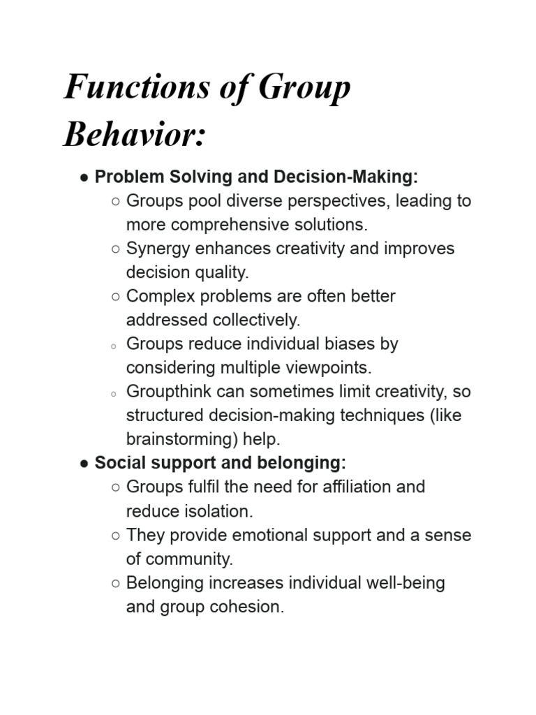 Functions of Group Behavior | PDF