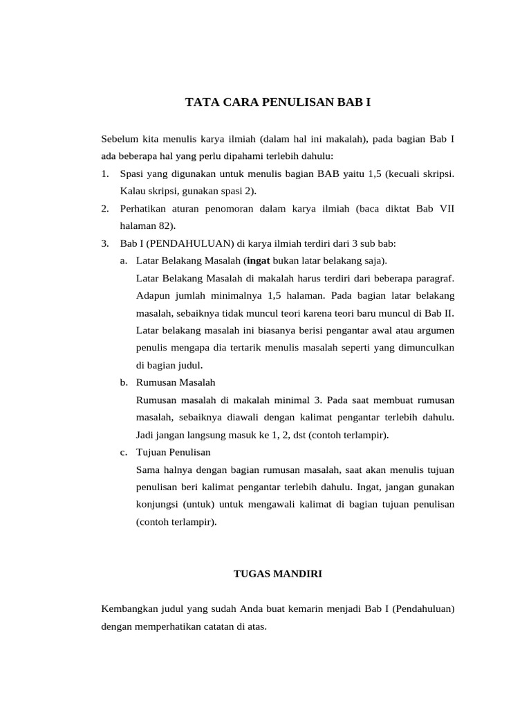 Tata Cara Penulisan Bab I | PDF