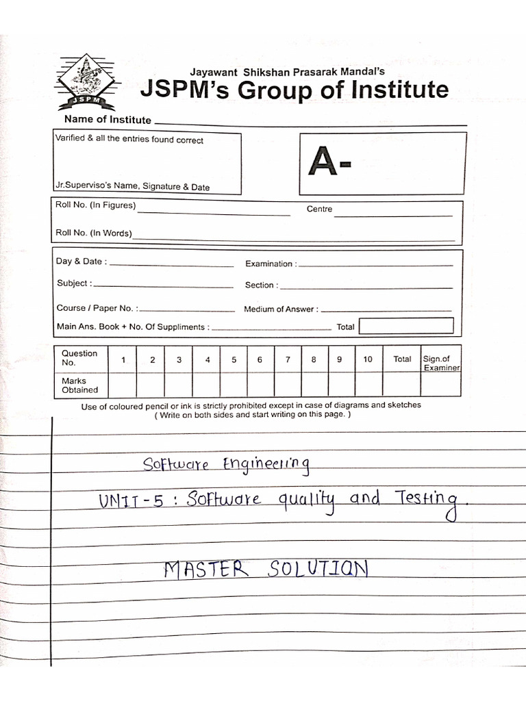 SE Unit 5 Master Solution | PDF