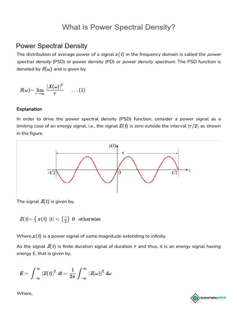 Unit 3 What Is Power Spectral Density | PDF | Spectral Density | Electromagnetic Radiation